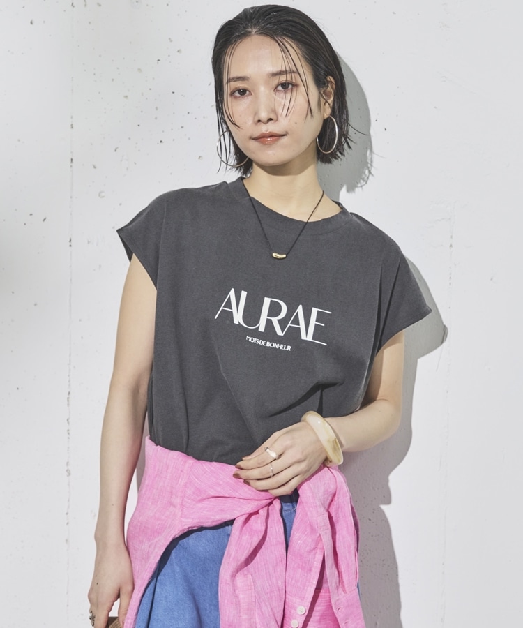 AURAEピグメントフレンチスリーブTee(F CHARCOAL GRAY): トップス｜PMbox P&M OFFICIAL ONLINE STORE (ピーエムボックス ピーアンドエム公式 ...